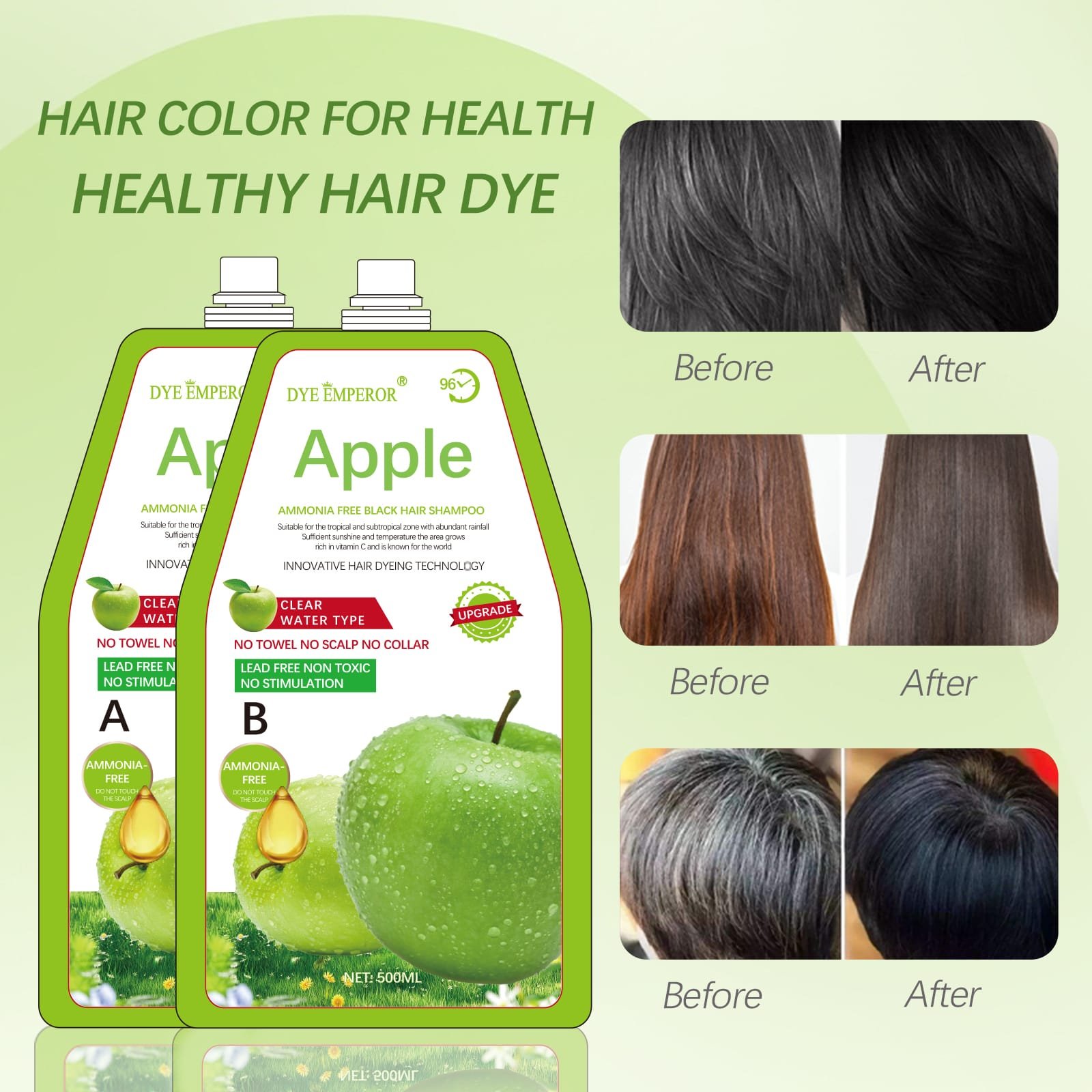 【DYE EMPEROR】APPLE BLACK HAIR SHAMPOO - China Hair Color Manufacturer ...